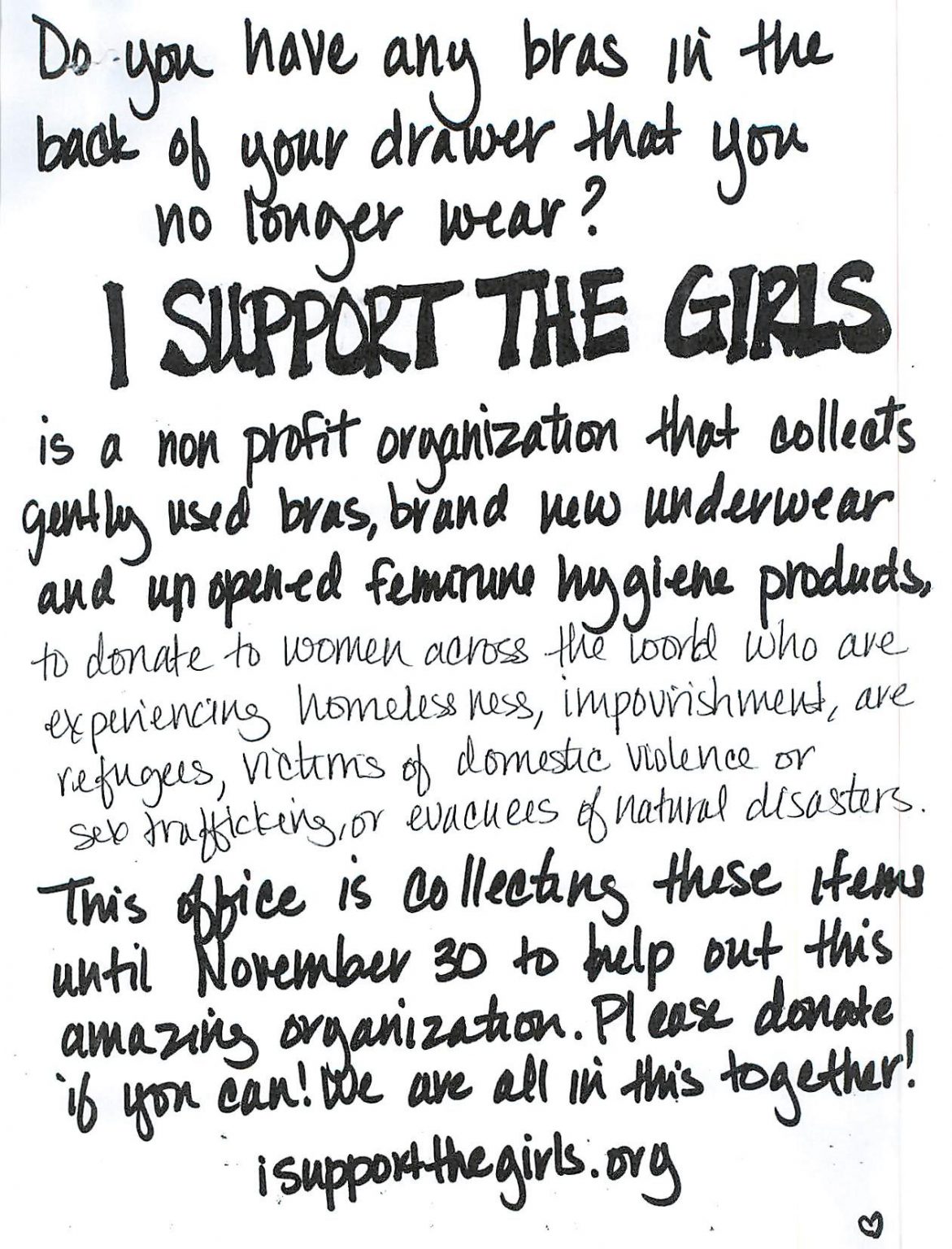 I Support the Girls - Donate Bras and Feminine Hygiene Products to ...